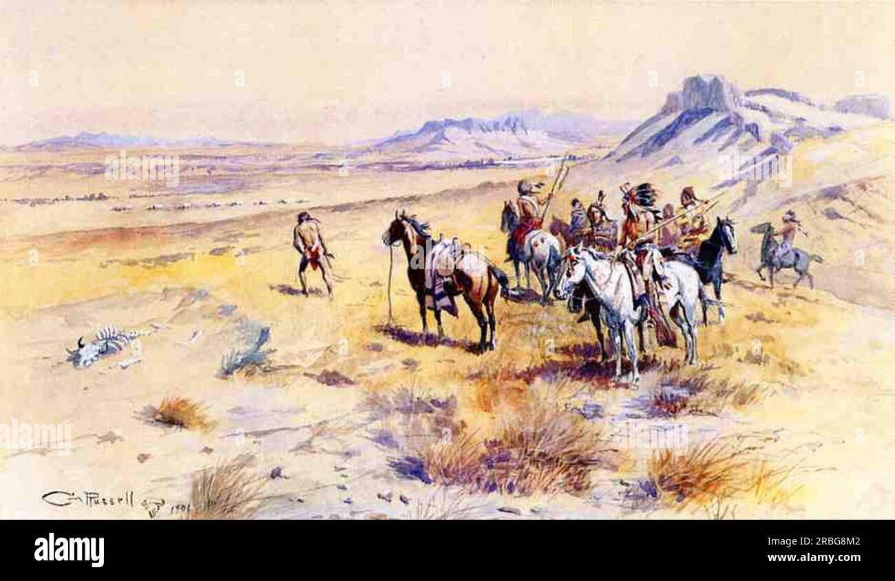 Indian War Party 1901 by Charles M. Russell Stock Photo - Alamy