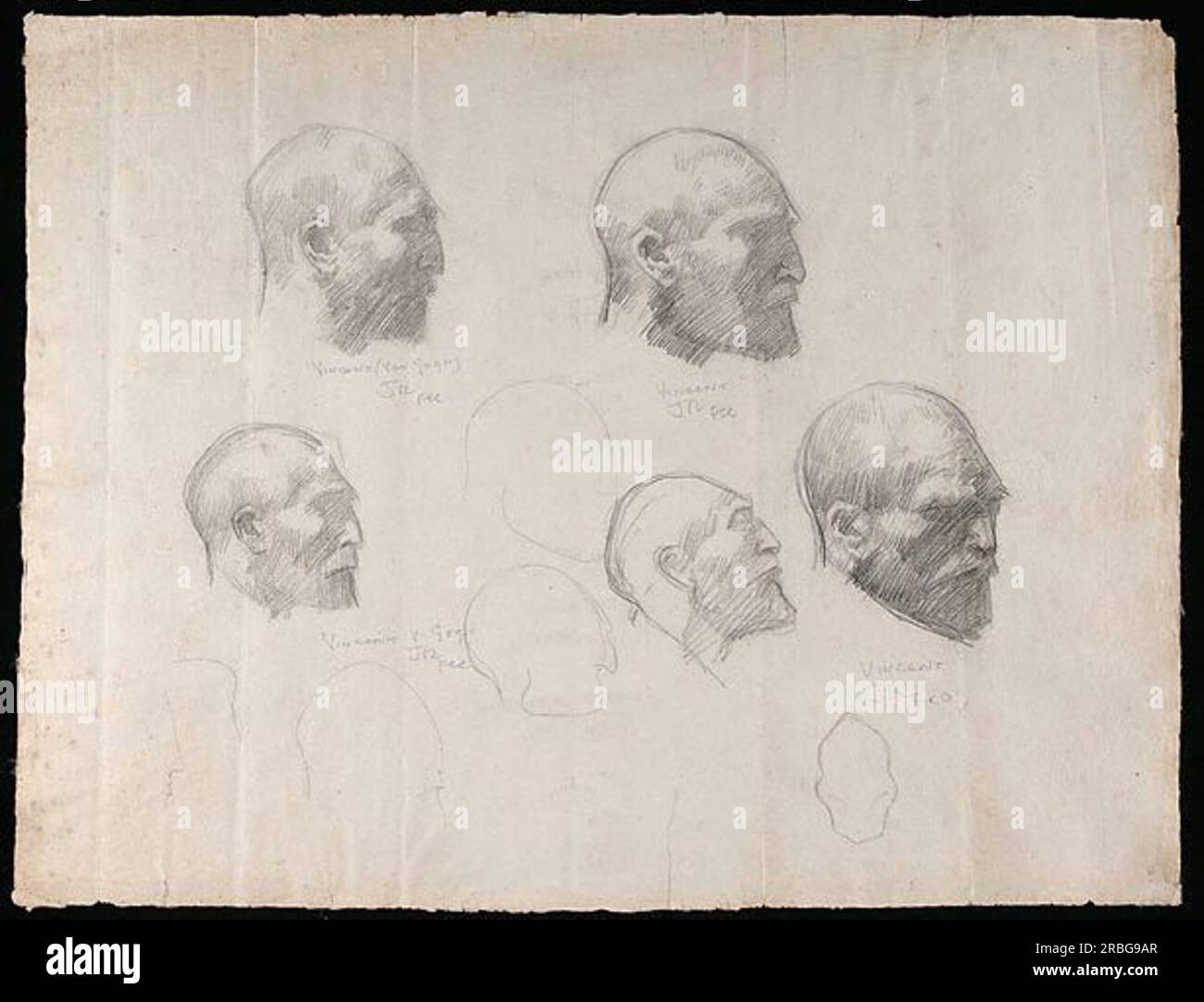 Five studies of Vincent van Gogh 1888 by John Peter Russell Stock Photo ...