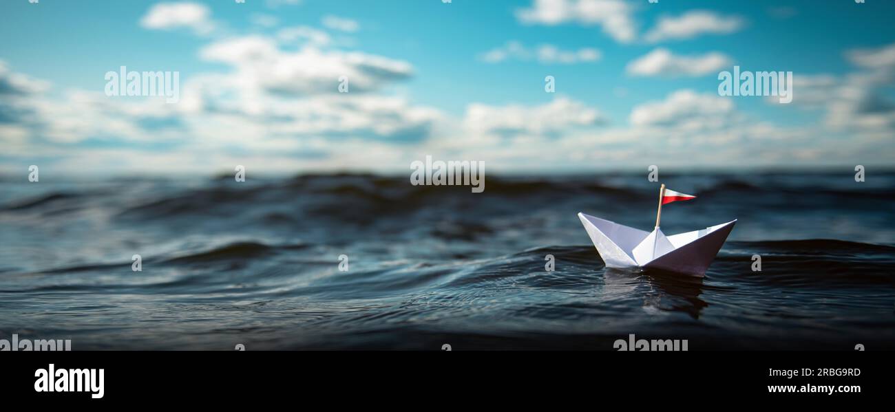Paper Ship Panorama Widescreen Stock Photo - Alamy