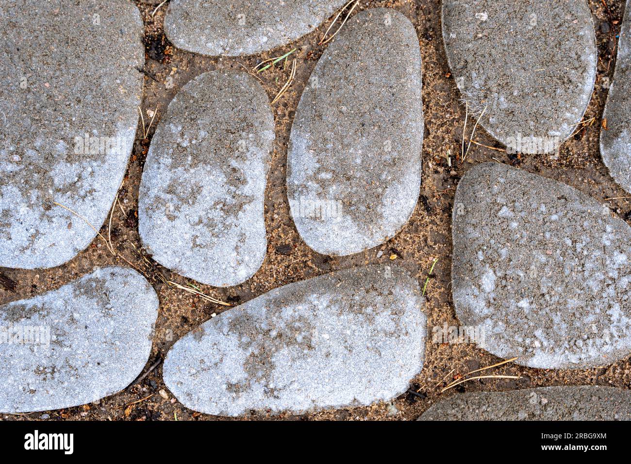 A stone path in a park or city garden. Background of cobblestone ...