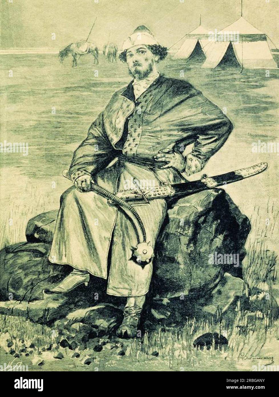 Alyosha Popovich. Illustration for the book "Russian epic heroes" 1895 ...