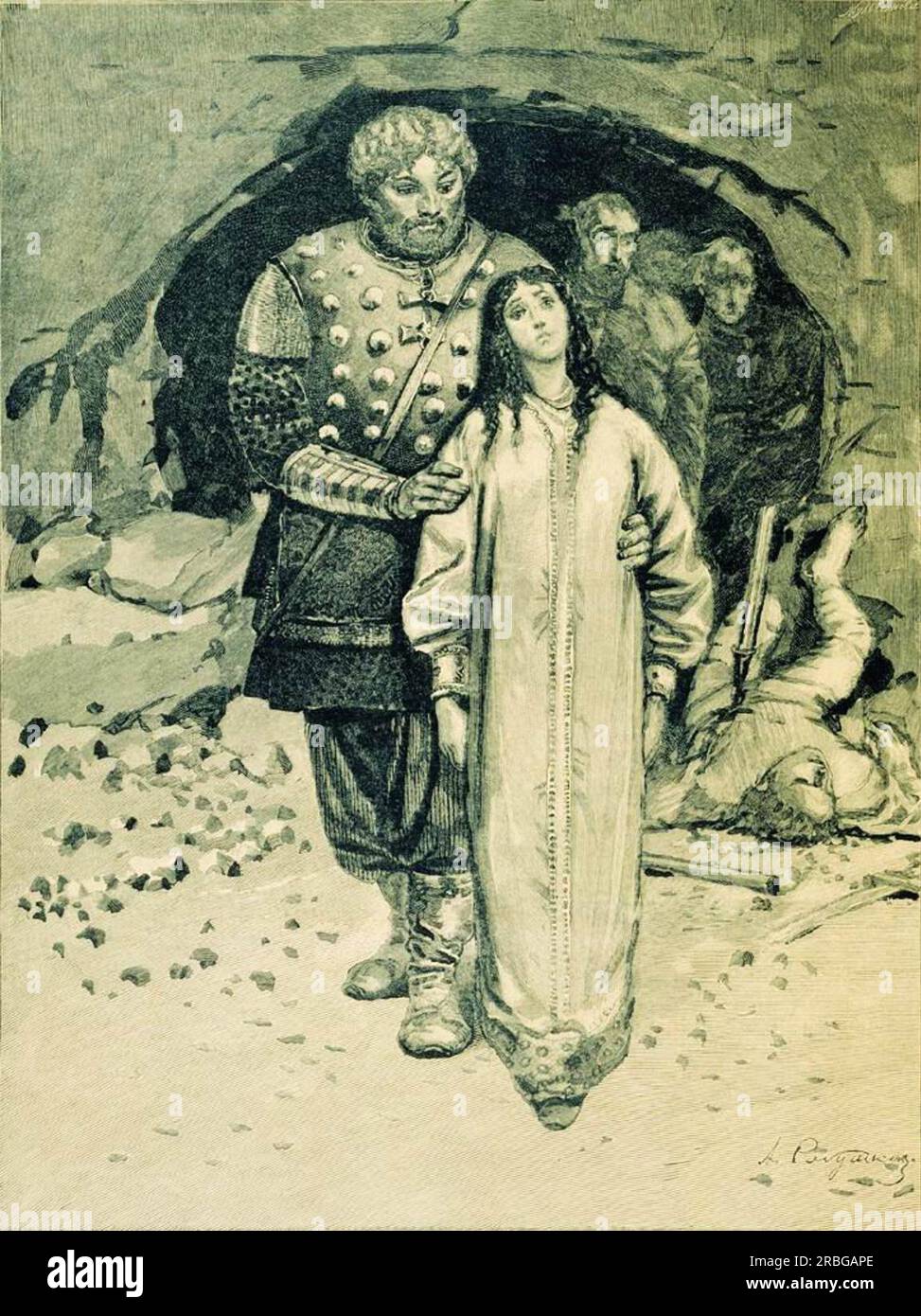 Dobrynya Nikitich. Illustration for the book "Russian epic heroes" 1895 ...