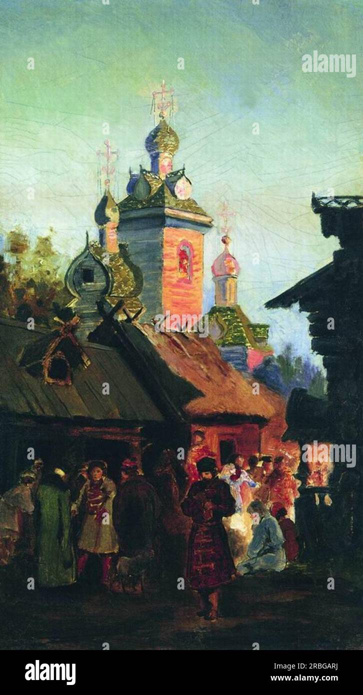 Old Moscow street 1890 by Andrei Ryabushkin Stock Photo - Alamy