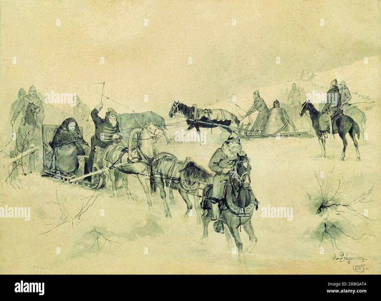 Governor's Wife Martha and eternal bell 1886 by Andrei Ryabushkin Stock ...