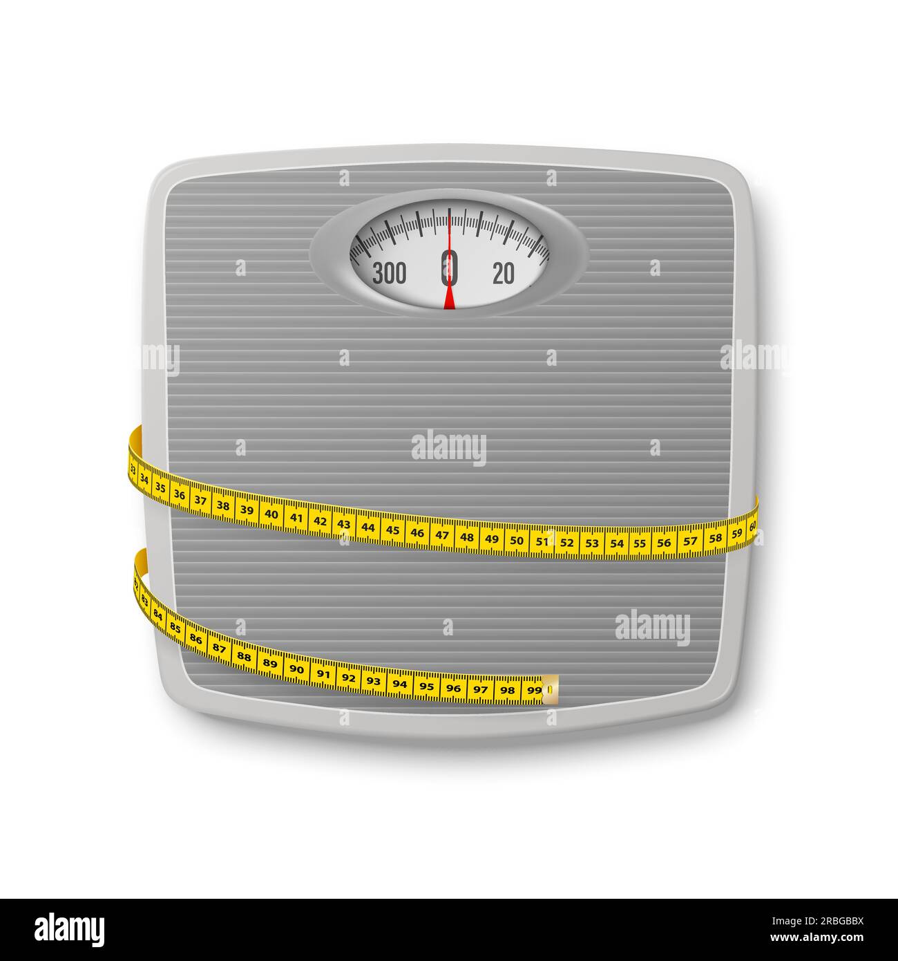 Vector 3d Realistic Bathroom Scales With Measuring Yellow Tape