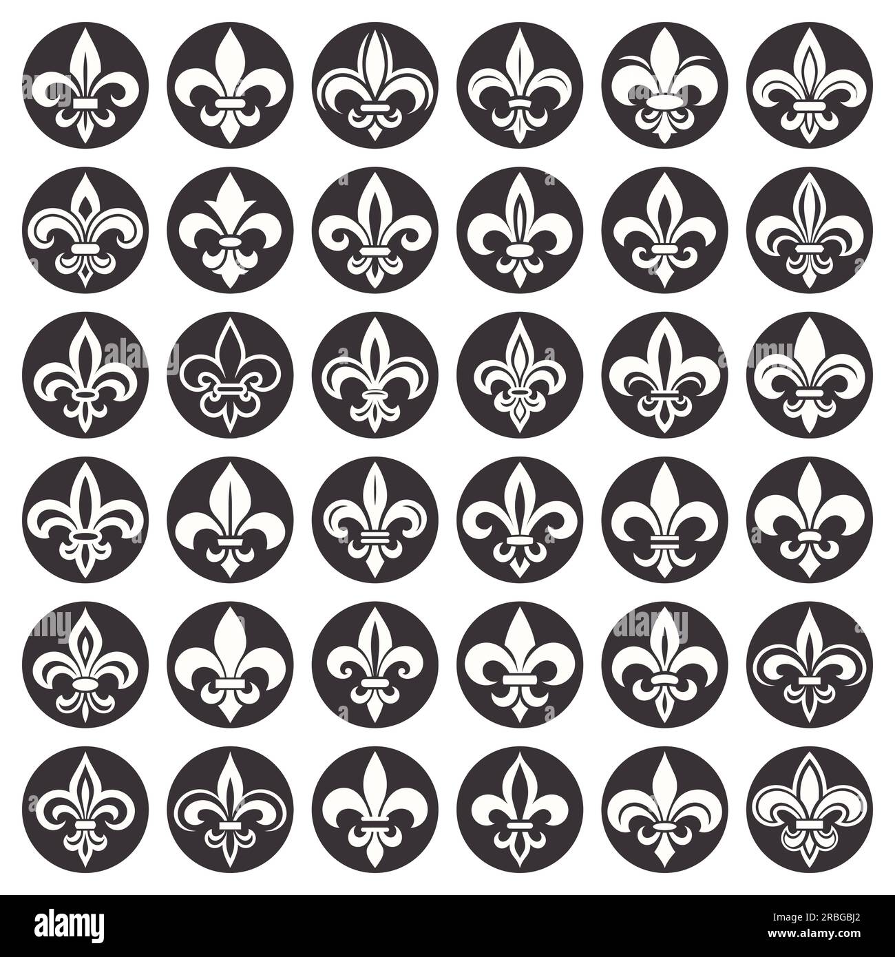 Vector Vintage White and Black Fleur De Lis Icon Set Isolated. Heraldic ...