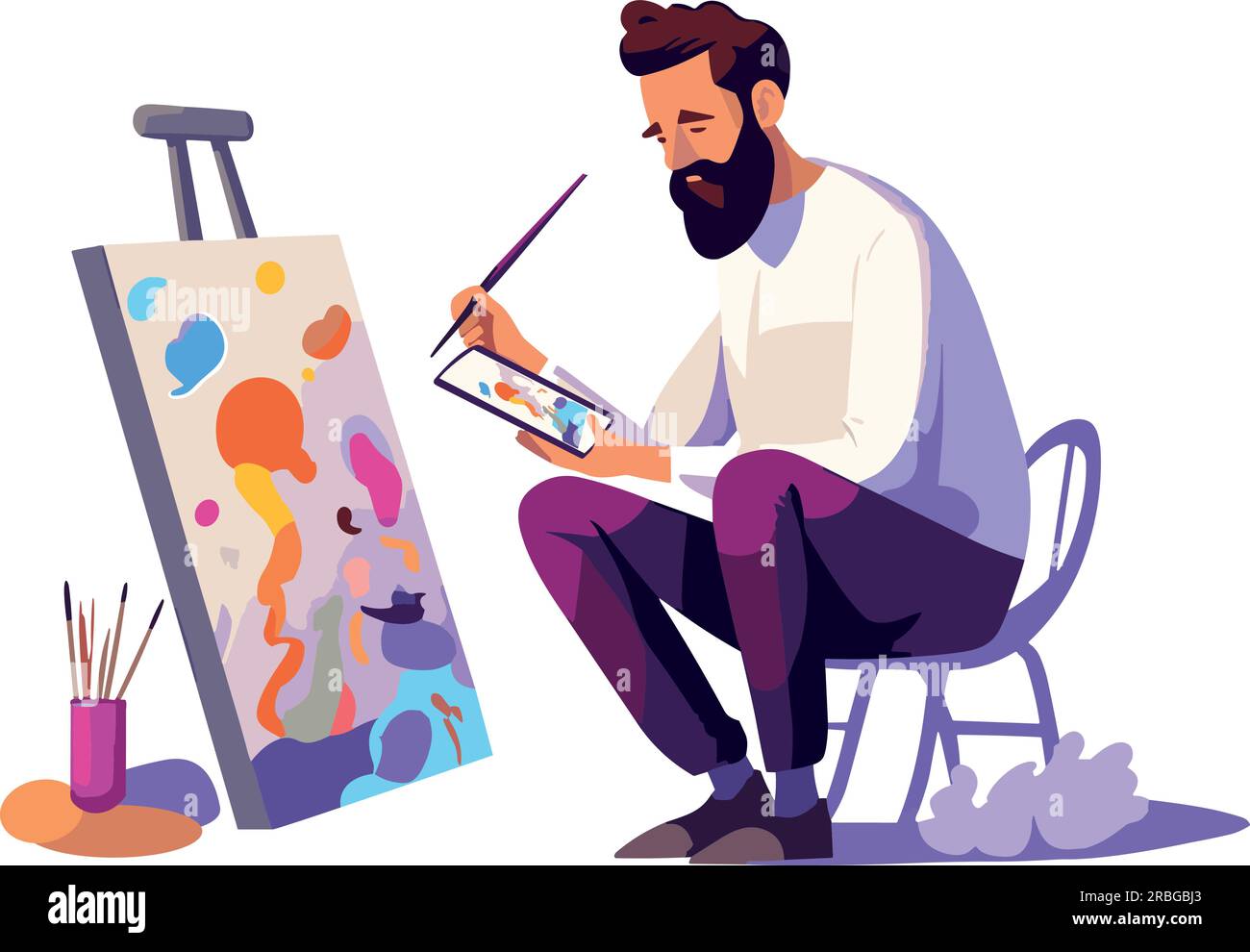 Young male painting artist landscape Stock Vector Images - Alamy