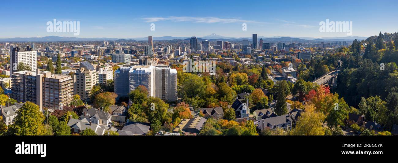 Aerial view of Portland, Oregon and its' surrounding suburbs Stock ...