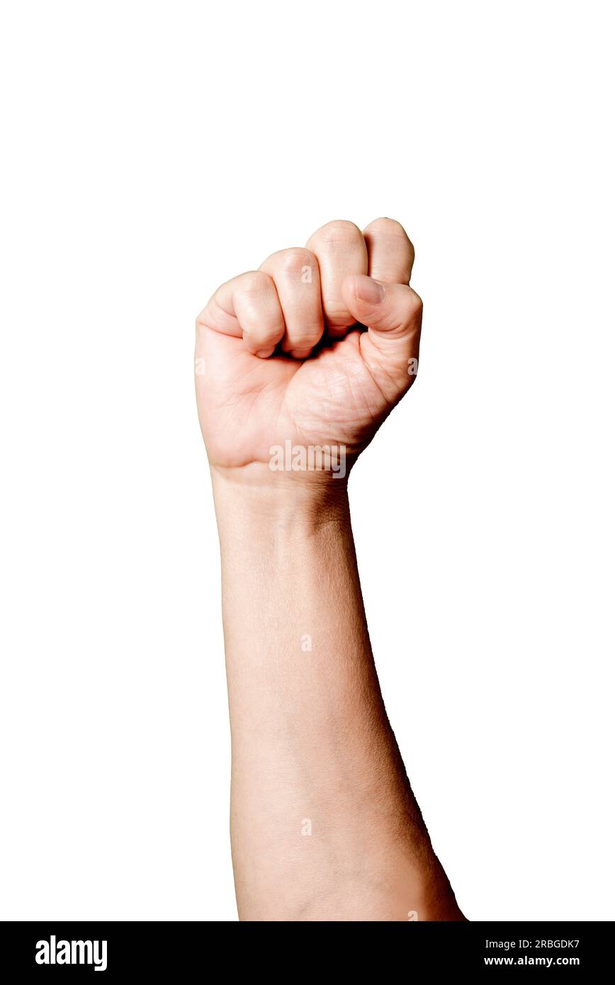 Vertical shot of human raised fist Stock Photo - Alamy