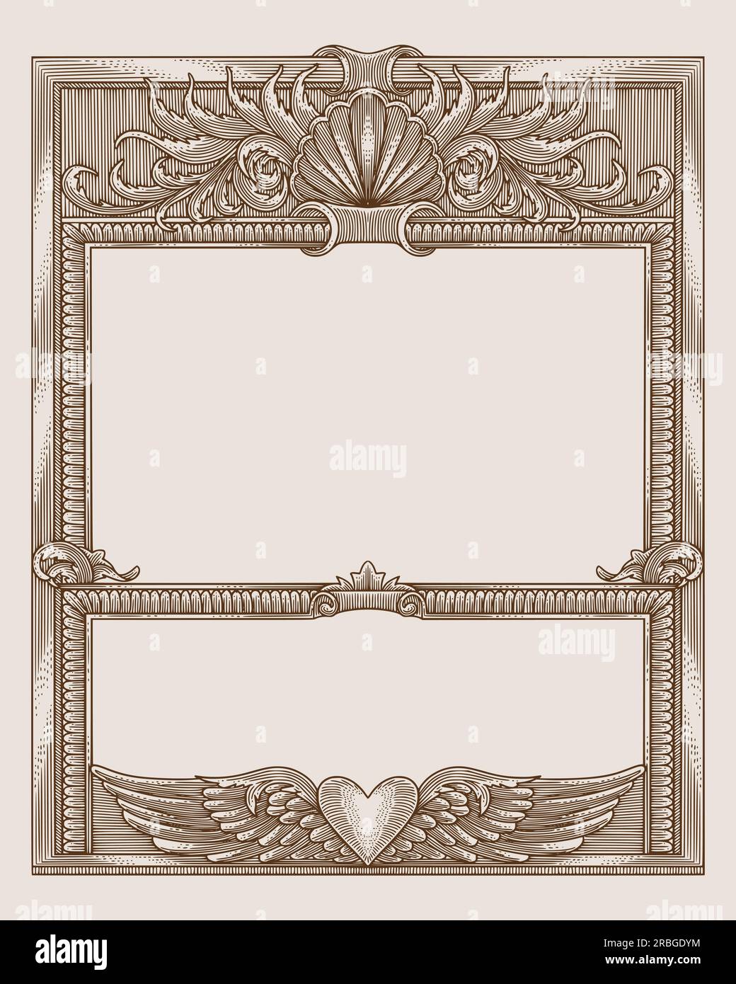 old square frame with engraving drawing style. vector vintage ...