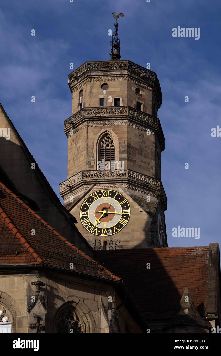 Octagonal south tower of the collegiate church, Stuttgart, Baden ...