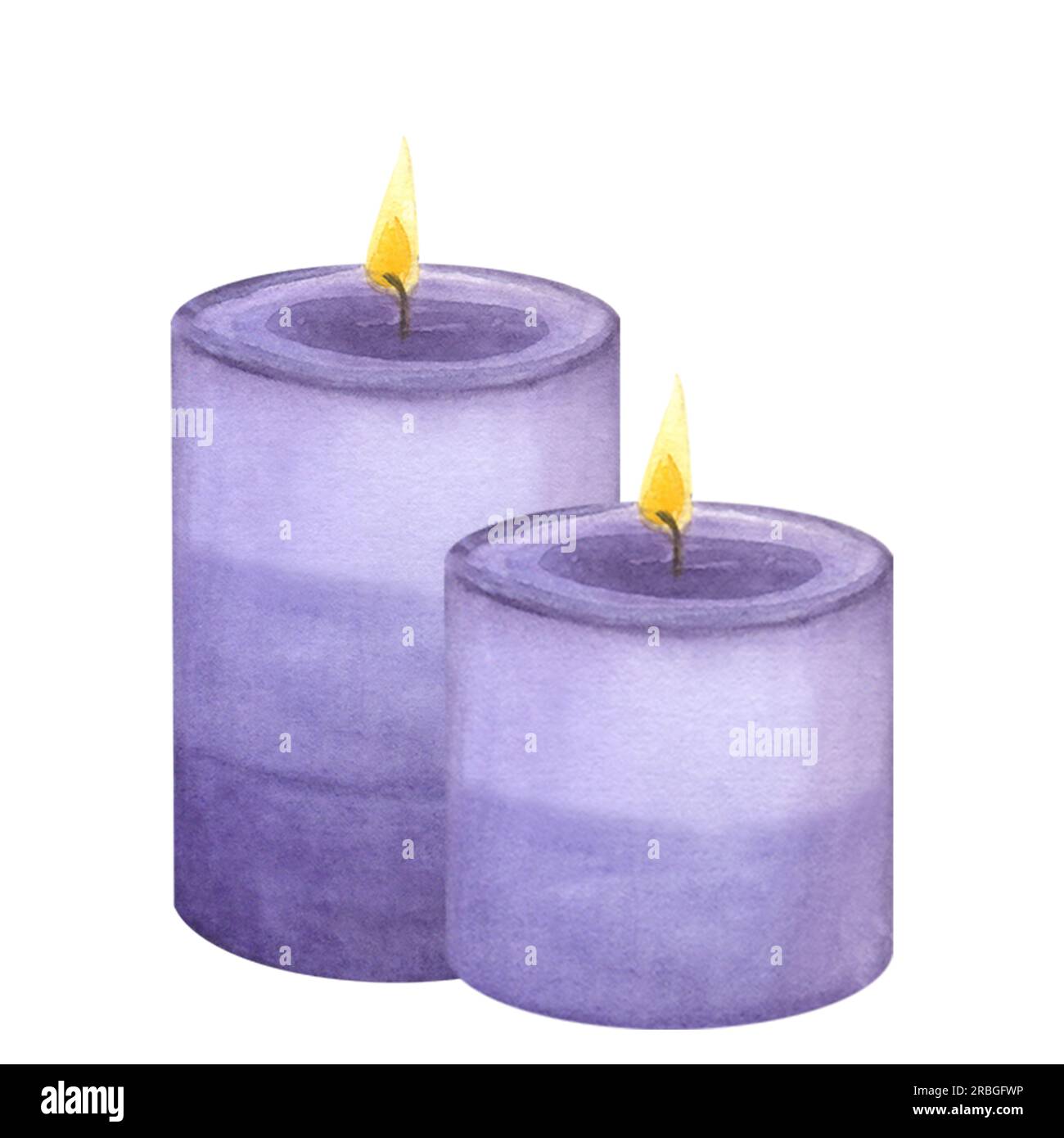 Gradient violet candles burning fire. Lavender collection. Hand drawn ...