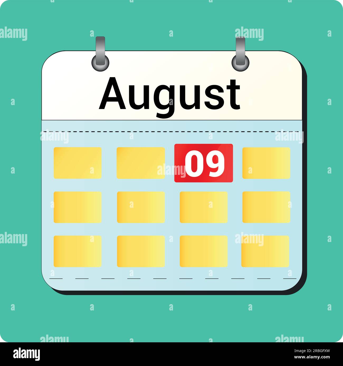 calendar vector drawing, date August 09 on the page Stock Vector Image ...