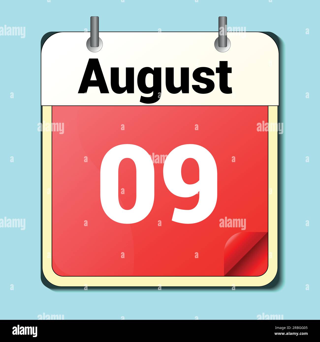 day on the calendar, vector image format, August 09 Stock Vector Image ...