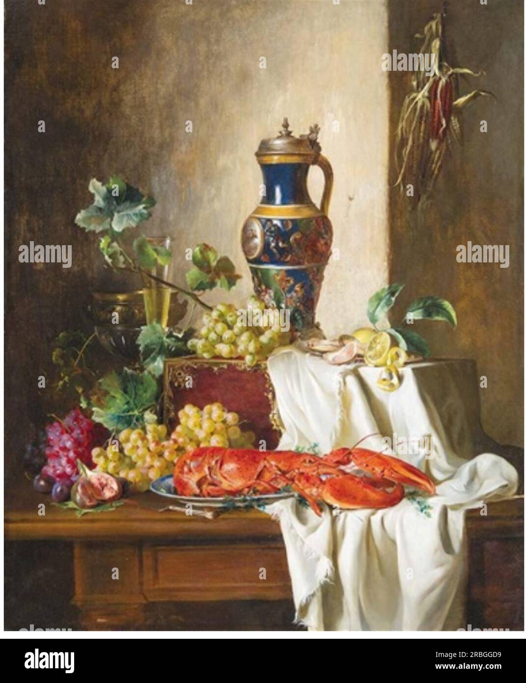 Still Life with Lobster 1853 by Adalbert Schaffer Stock Photo - Alamy