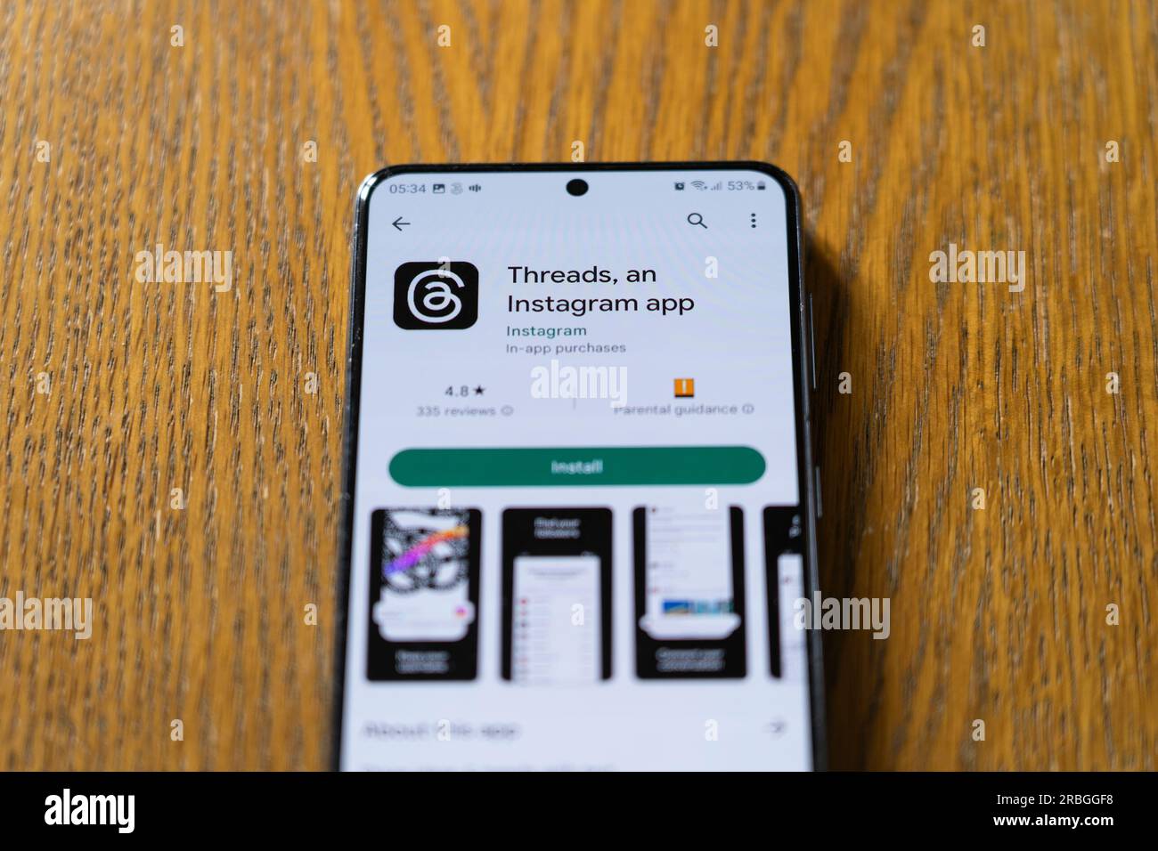Threads logo and Google Play download screen for Threads, an Instagram ...