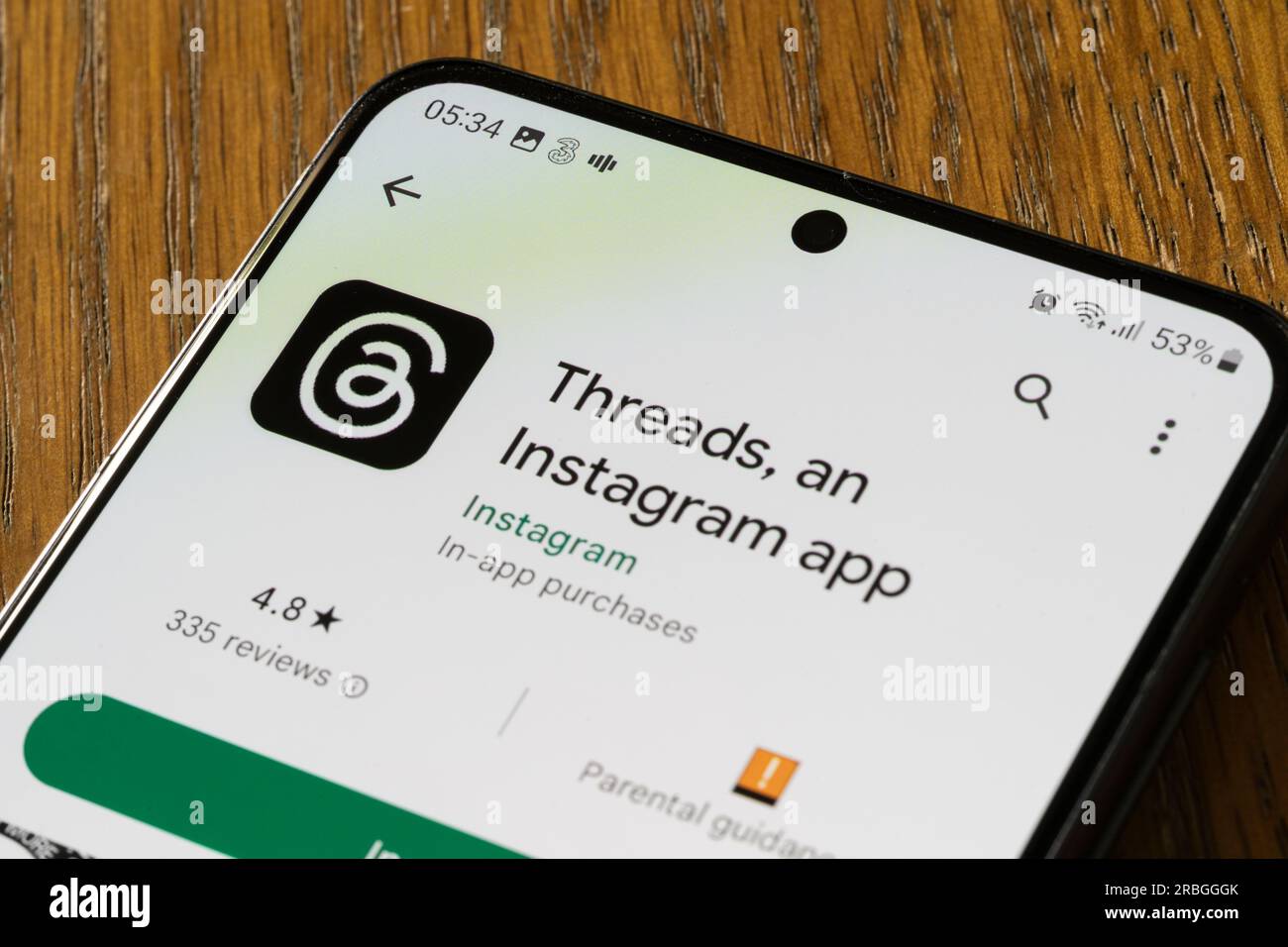 Threads logo and Google Play download screen for Threads, an Instagram ...