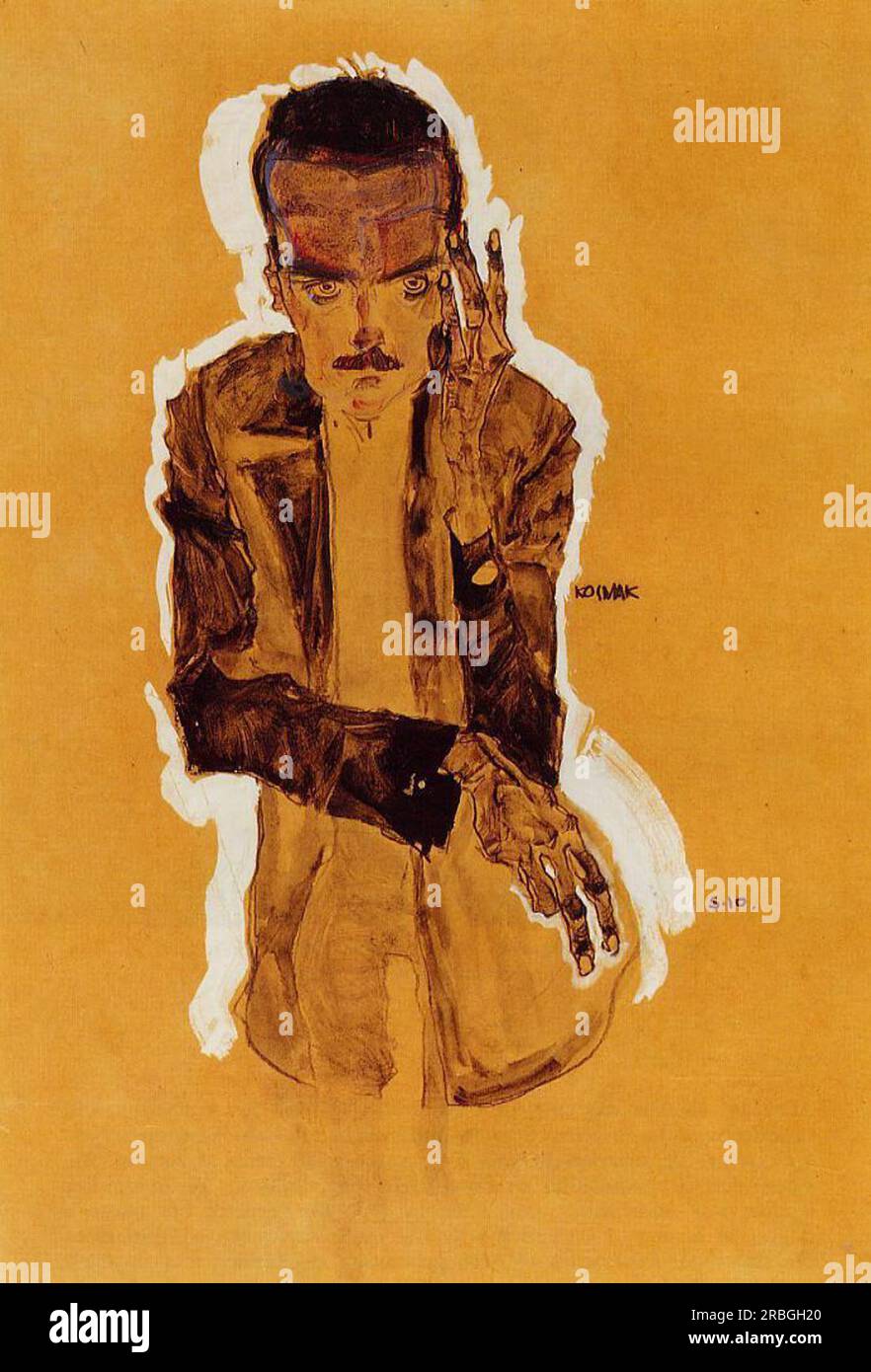 Portrait of Eduard Kosmack with Raised Left Hand 1910; Czech Republic ...