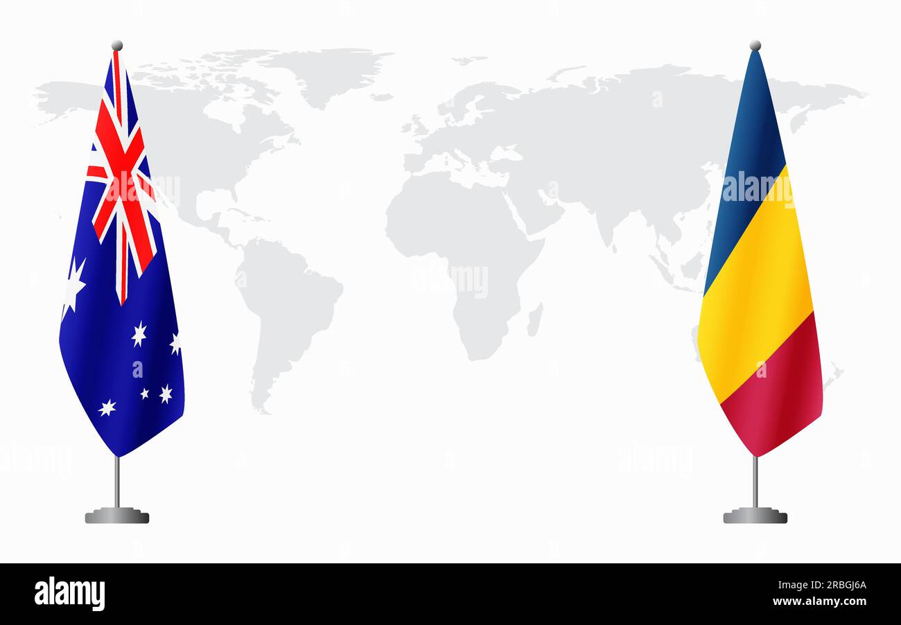 Australia and Chad flags for official meeting against background of ...