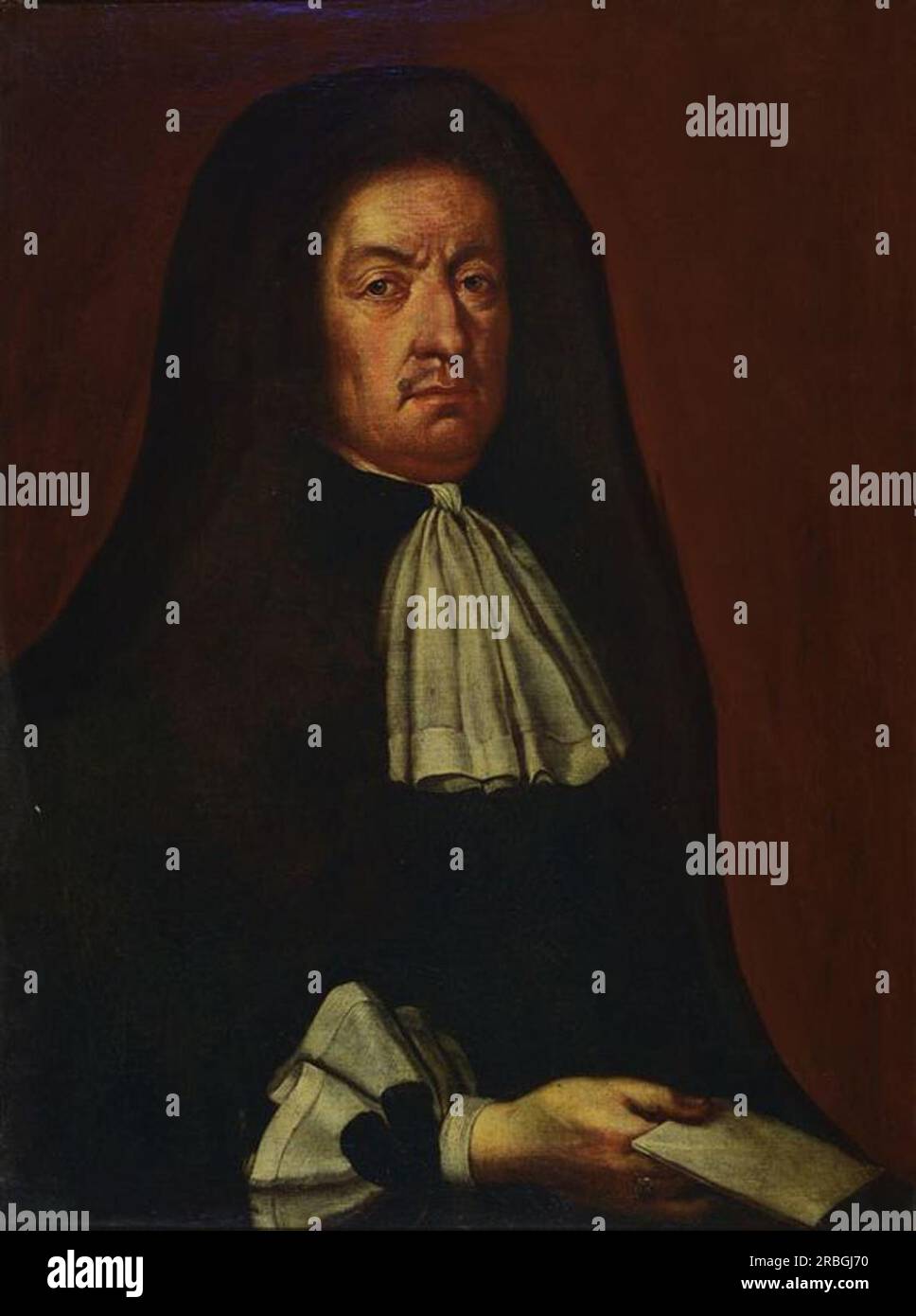 Portrait of a Protestant clergyman in rust red background, fine ...