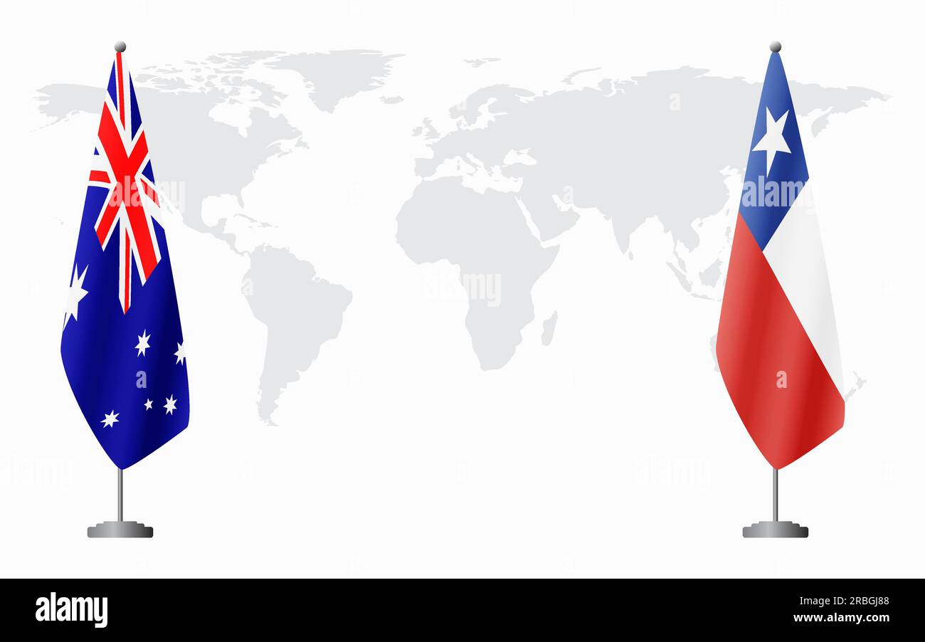 Australia and Chile flags for official meeting against background of ...