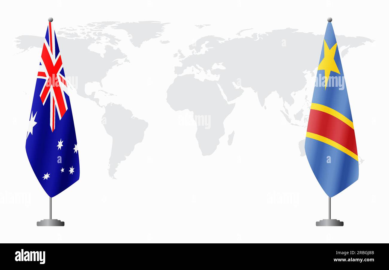 Australia and Democratic Republic of Congo flags for official meeting ...