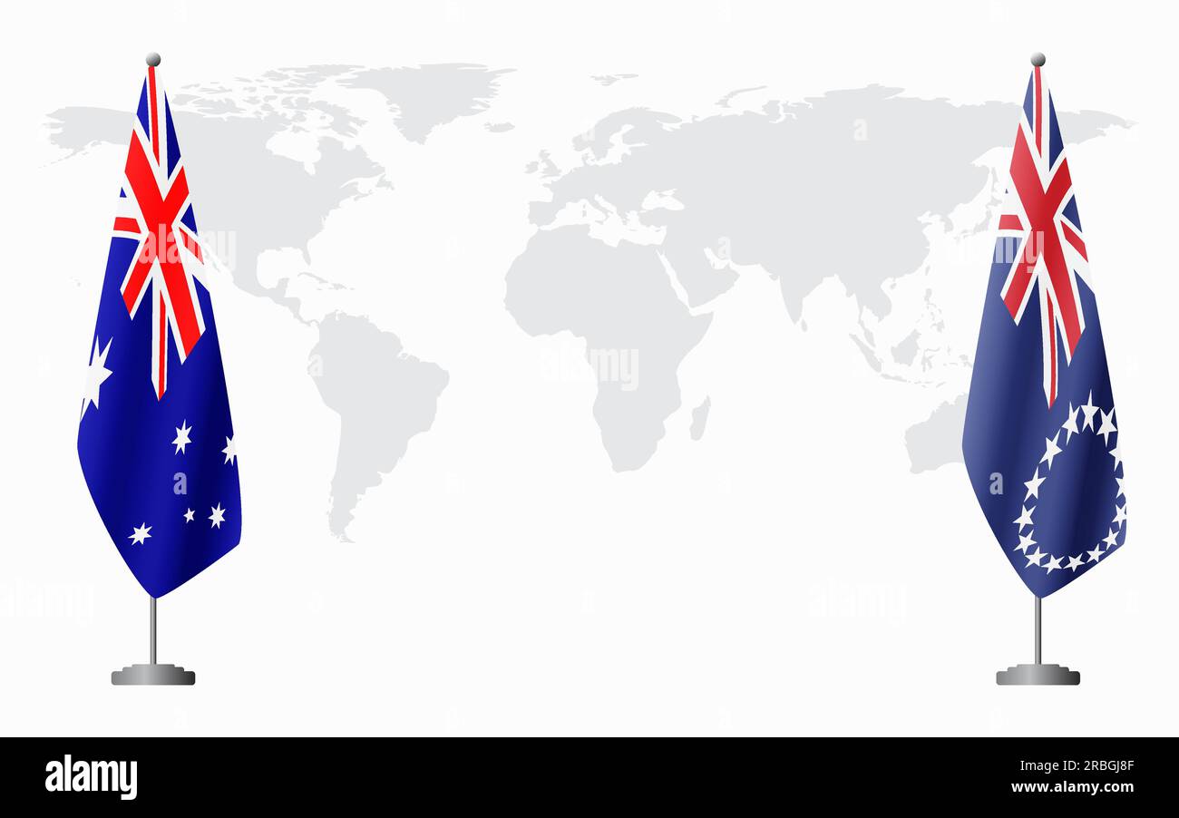 Australia and Cook Islands flags for official meeting against ...