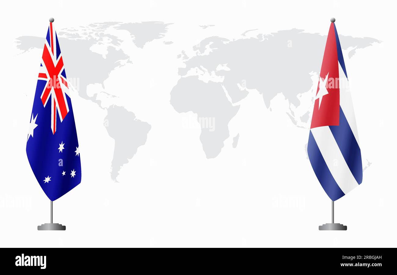 Australia and Cuba flags for official meeting against background of ...