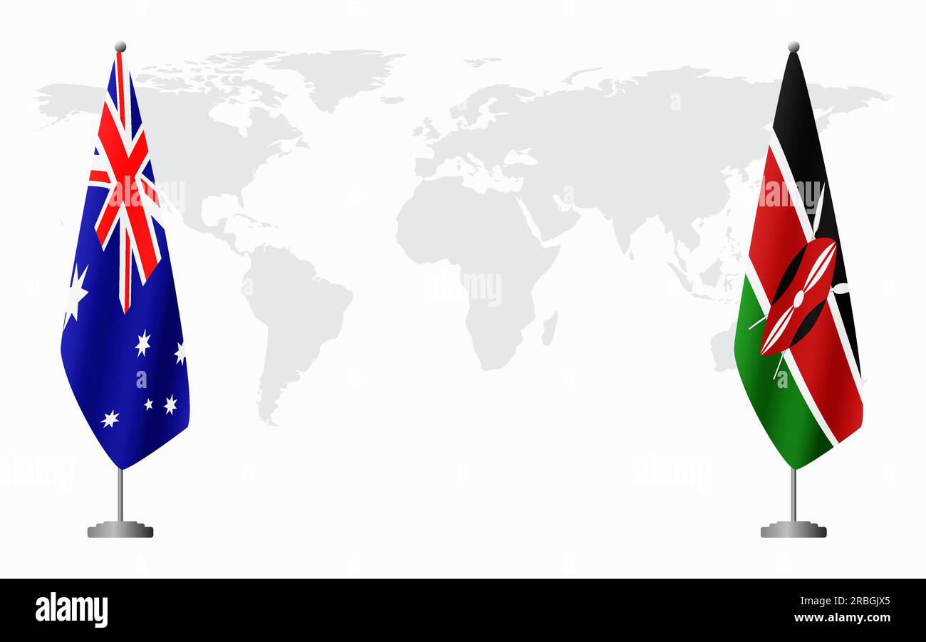 Australia and Kenya flags for official meeting against background of ...