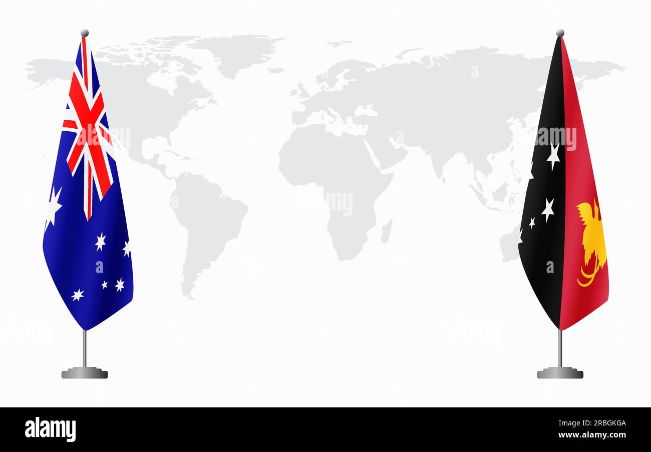 Australia and Papua New Guinea flags for official meeting against ...