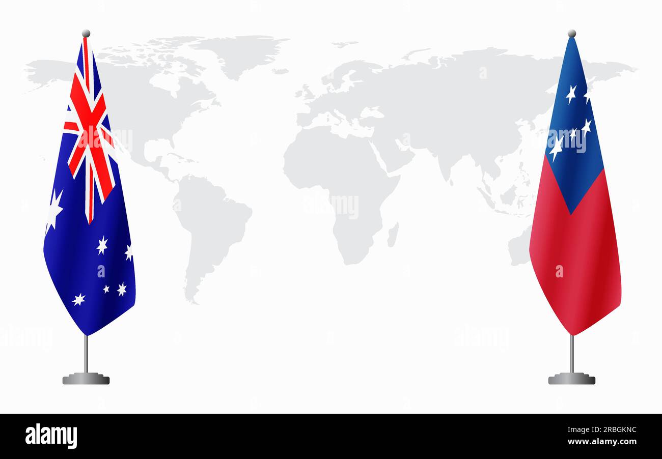 Australia and Samoa flags for official meeting against background of ...