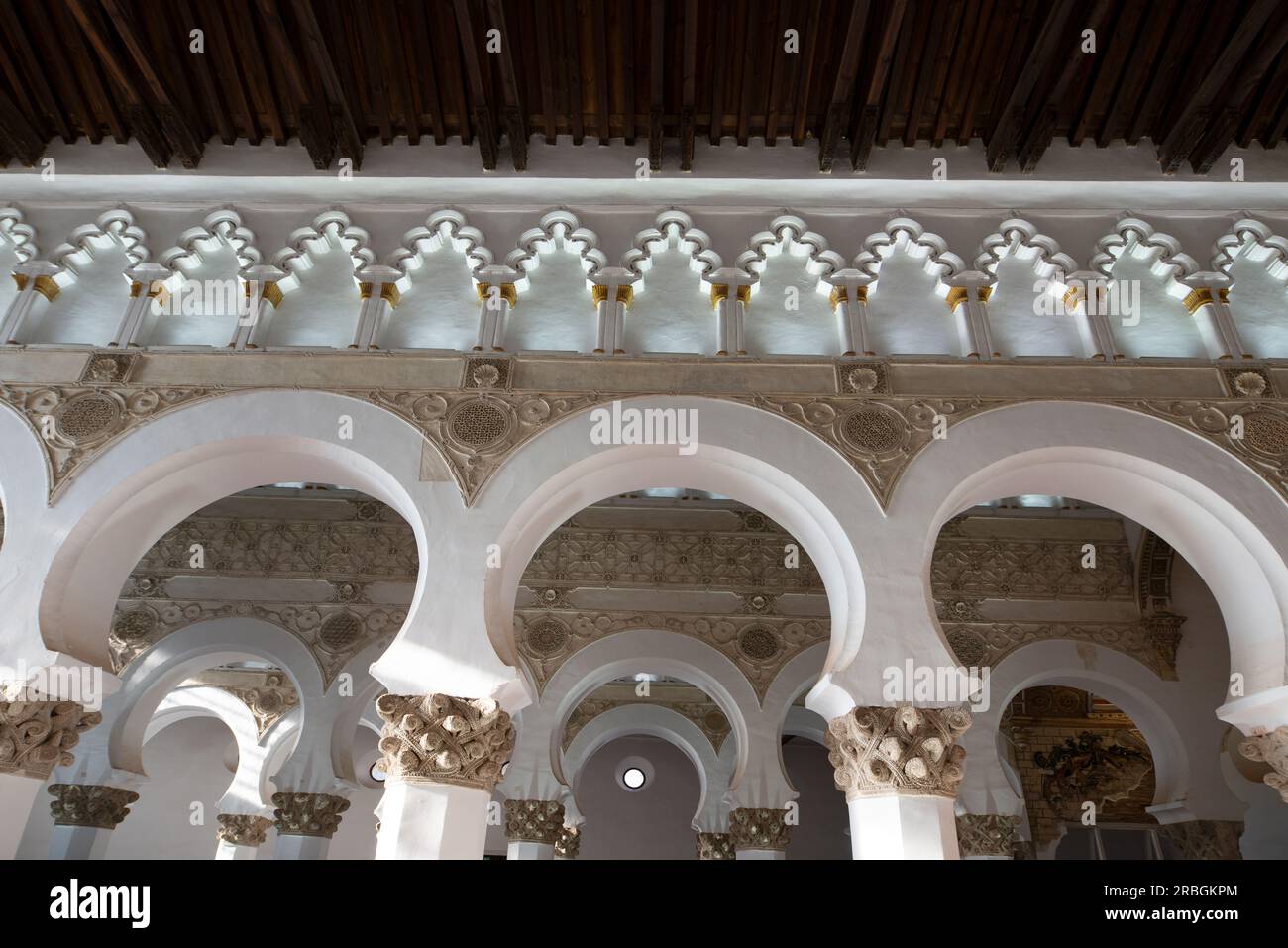 Multitude of arches in the main nave of the Toledo synagogue Stock ...