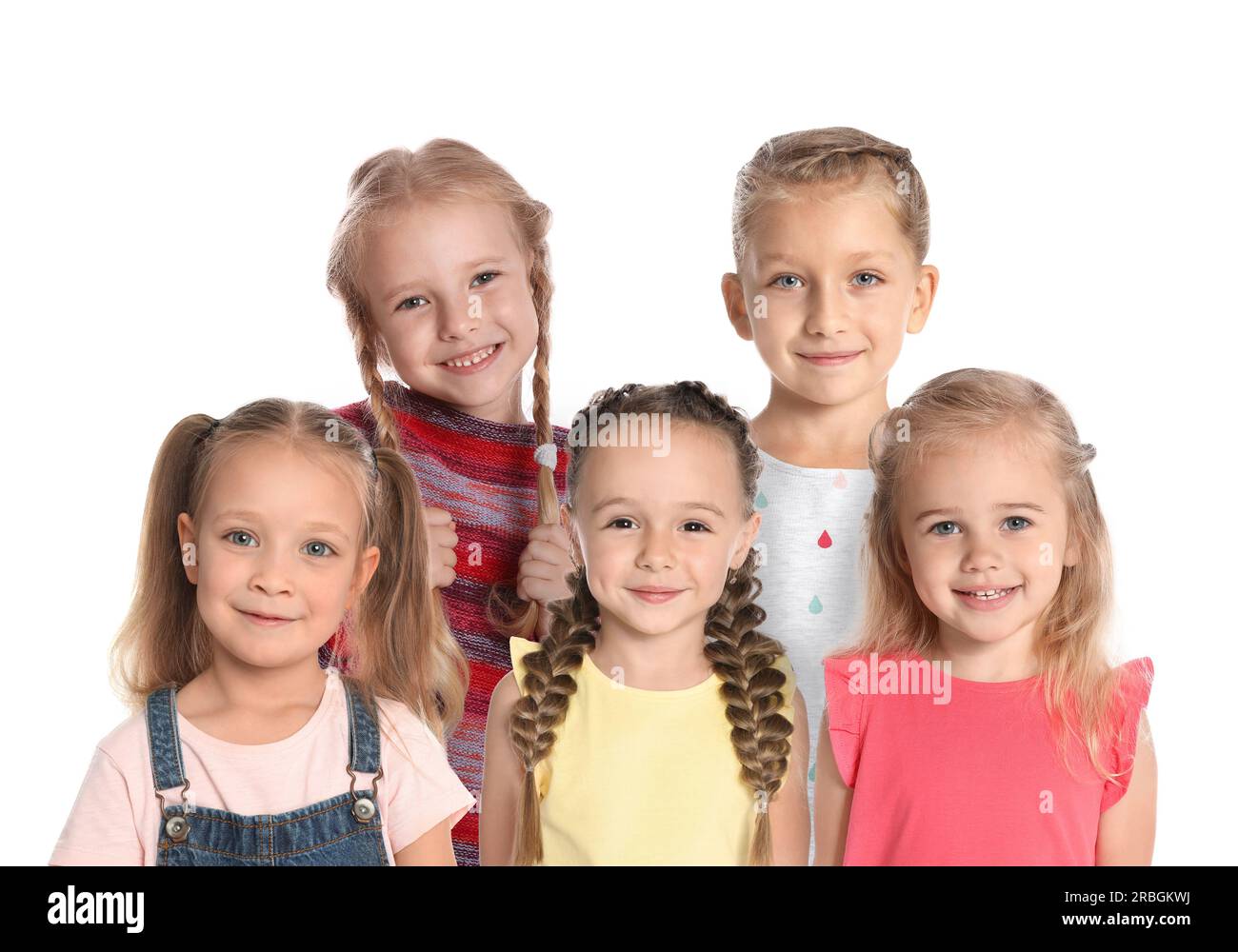 Group of cute little girls on white background Stock Photo - Alamy