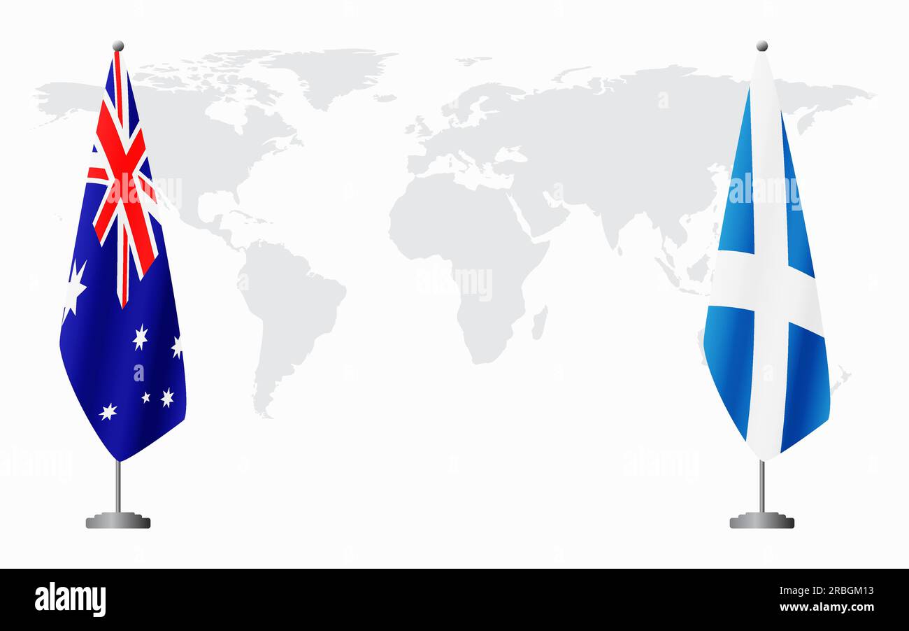 Australia and Scotland flags for official meeting against background of ...