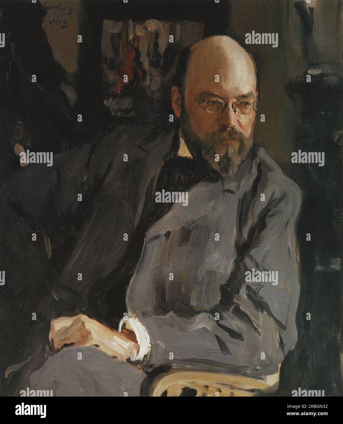 Portrait of the Artist I.S. Ostroukhov 1902 by Valentin Serov Stock ...