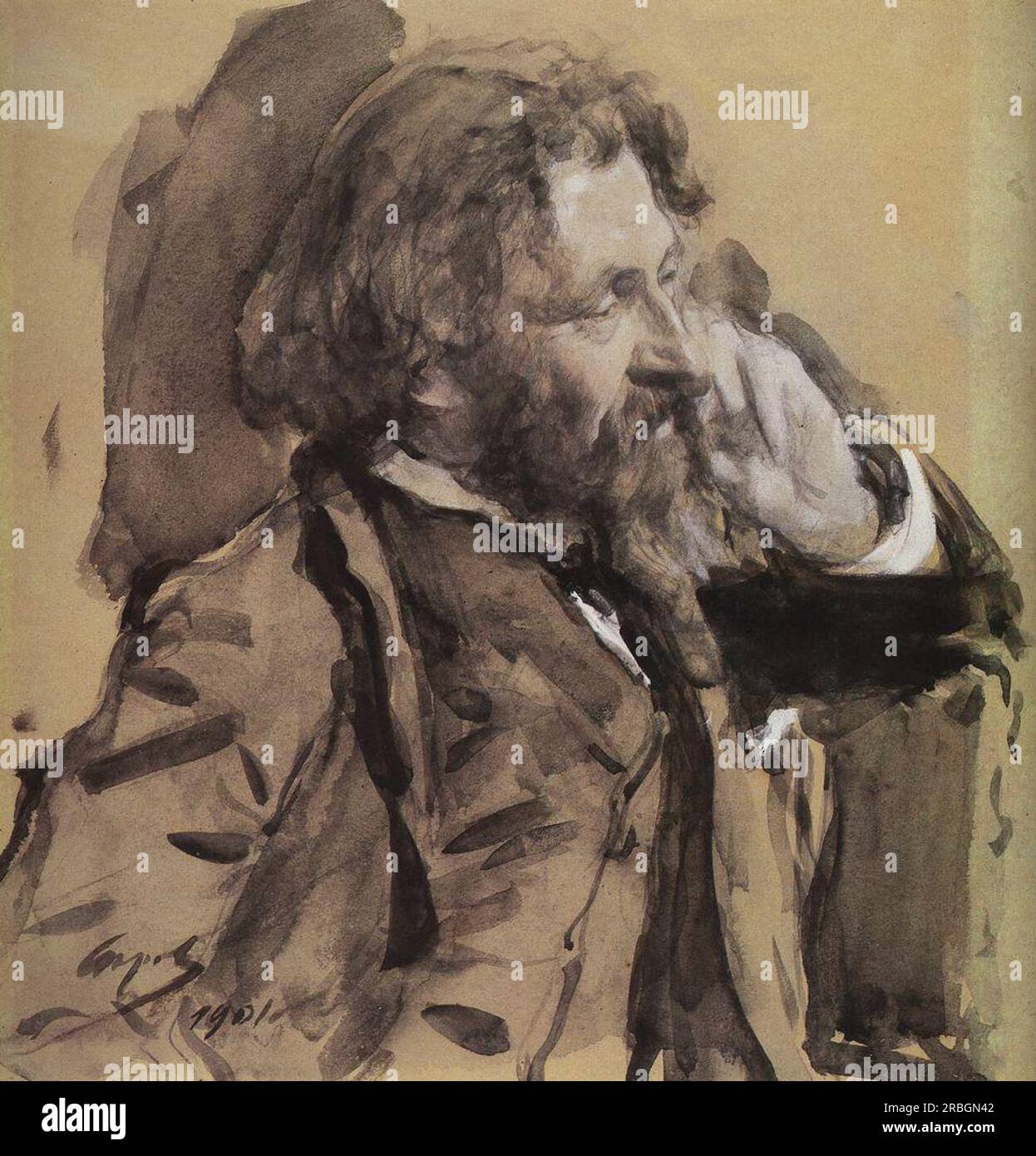Portrait of the Artist Ilya Repin 1901 by Valentin Serov Stock Photo ...