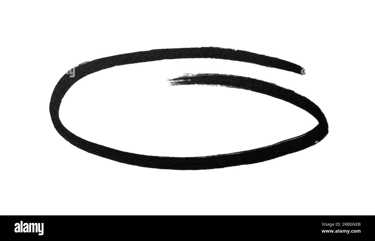 Ellipse drawn with black marker on white background, top view Stock ...