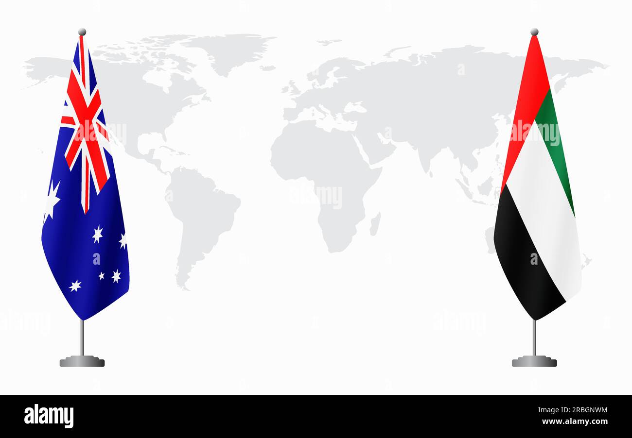 Australia and United Arab Emirates flags for official meeting against ...