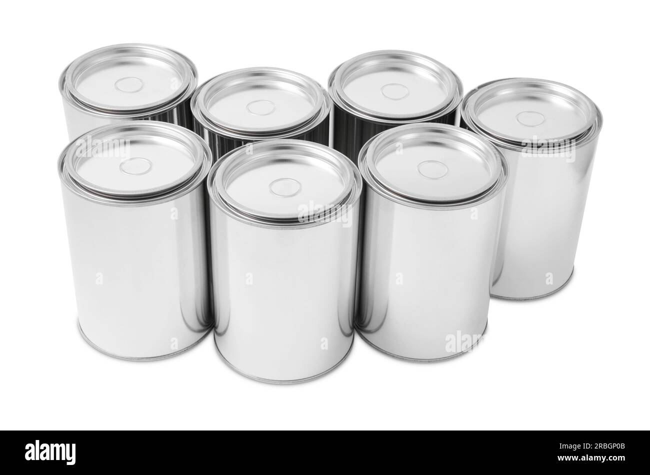 Many cans of paints on white background Stock Photo - Alamy