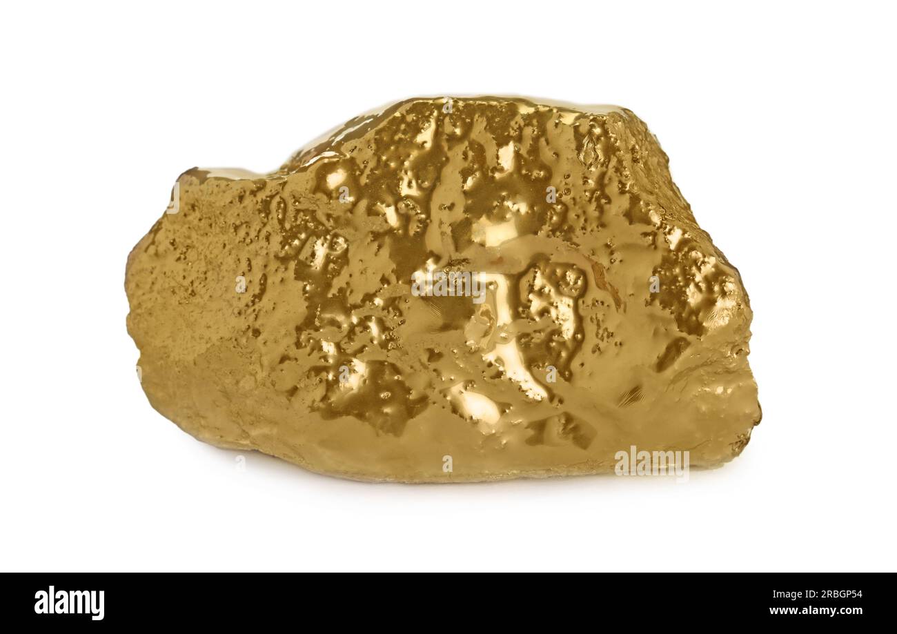 One beautiful gold nugget on white background Stock Photo - Alamy