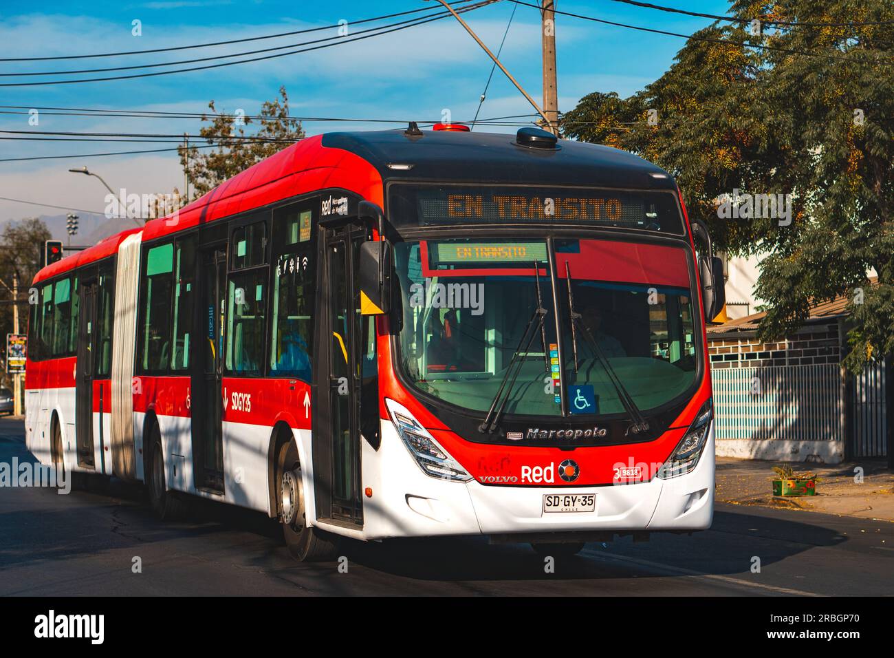 Santiago, Chile - April 10 2023: A public transport Transantiago, or ...