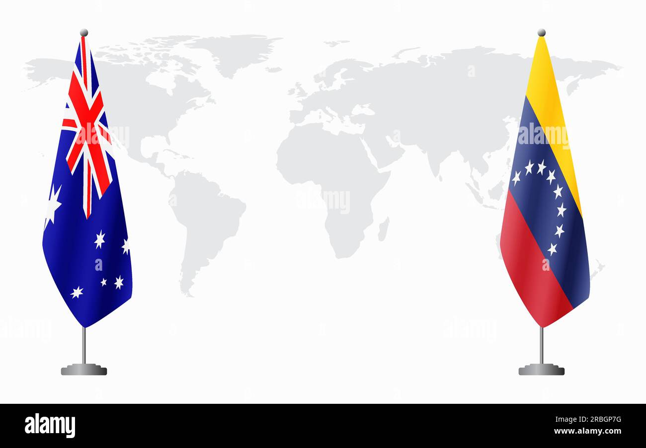 Australia and Venezuela flags for official meeting against background ...
