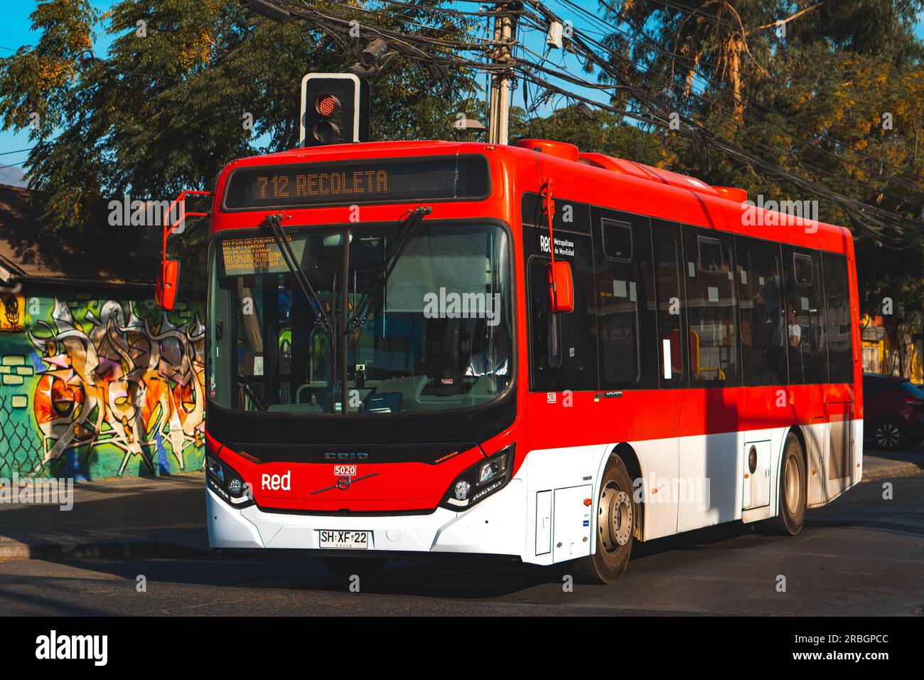 Santiago, Chile - April 10 2023: A public transport Transantiago, or ...