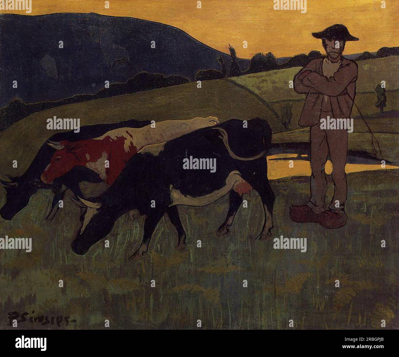 Peasant with Three Cows 1893; Le Pouldu, France by Paul Serusier Stock ...