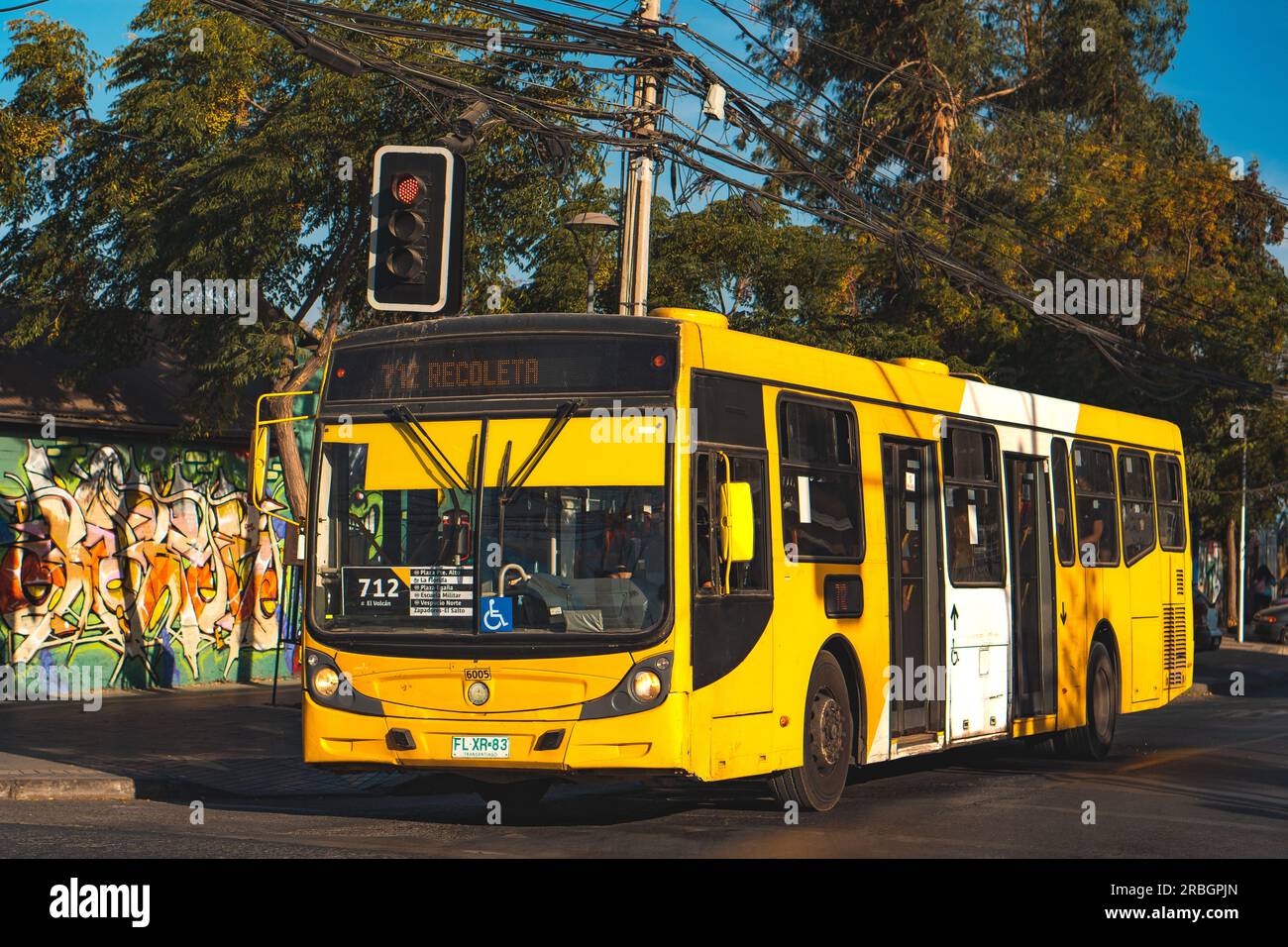 Santiago, Chile - April 10 2023: A public transport Transantiago, or ...