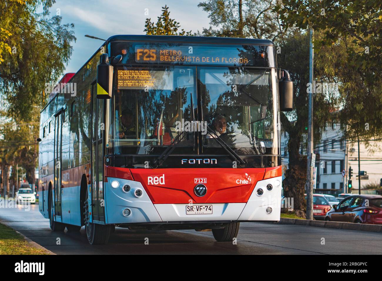 Santiago, Chile - April 10 2023: A public transport Transantiago, or ...