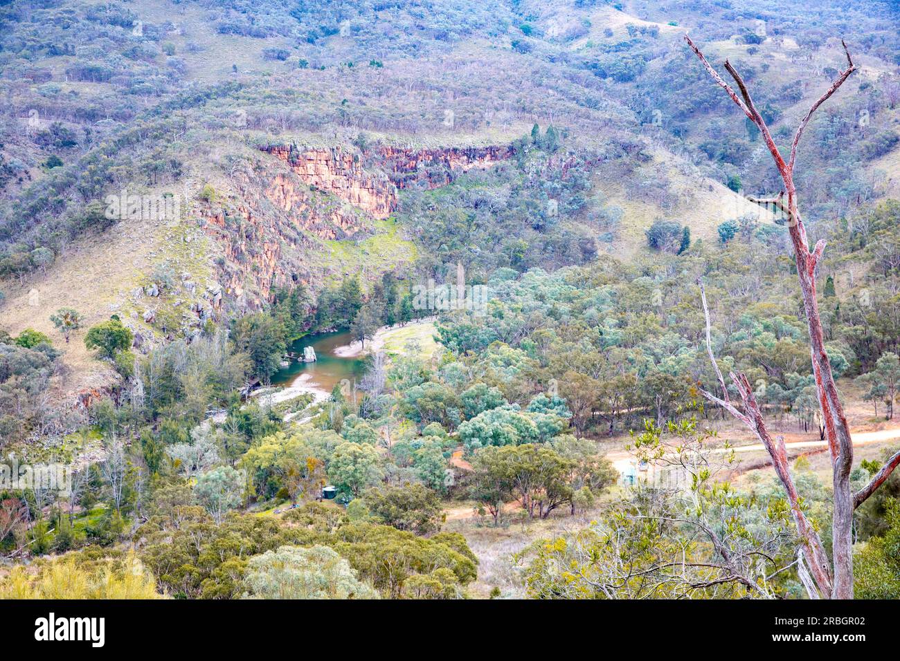 July 2023, Australian landscape and Macquarie River viewed from Hill ...
