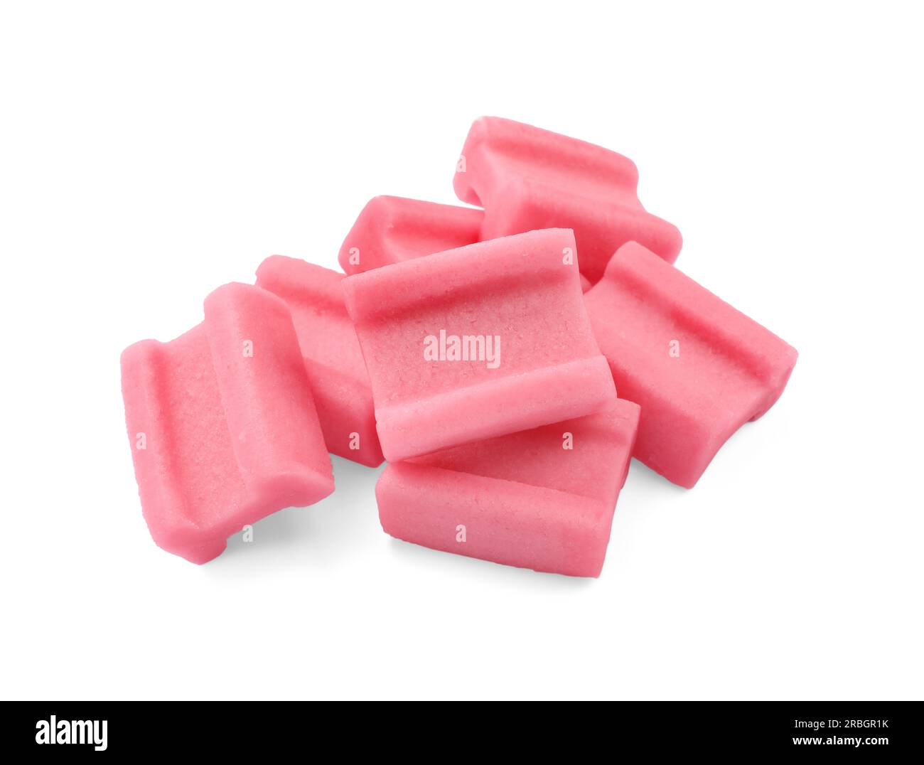 Pile of tasty pink chewing gums on white background Stock Photo - Alamy