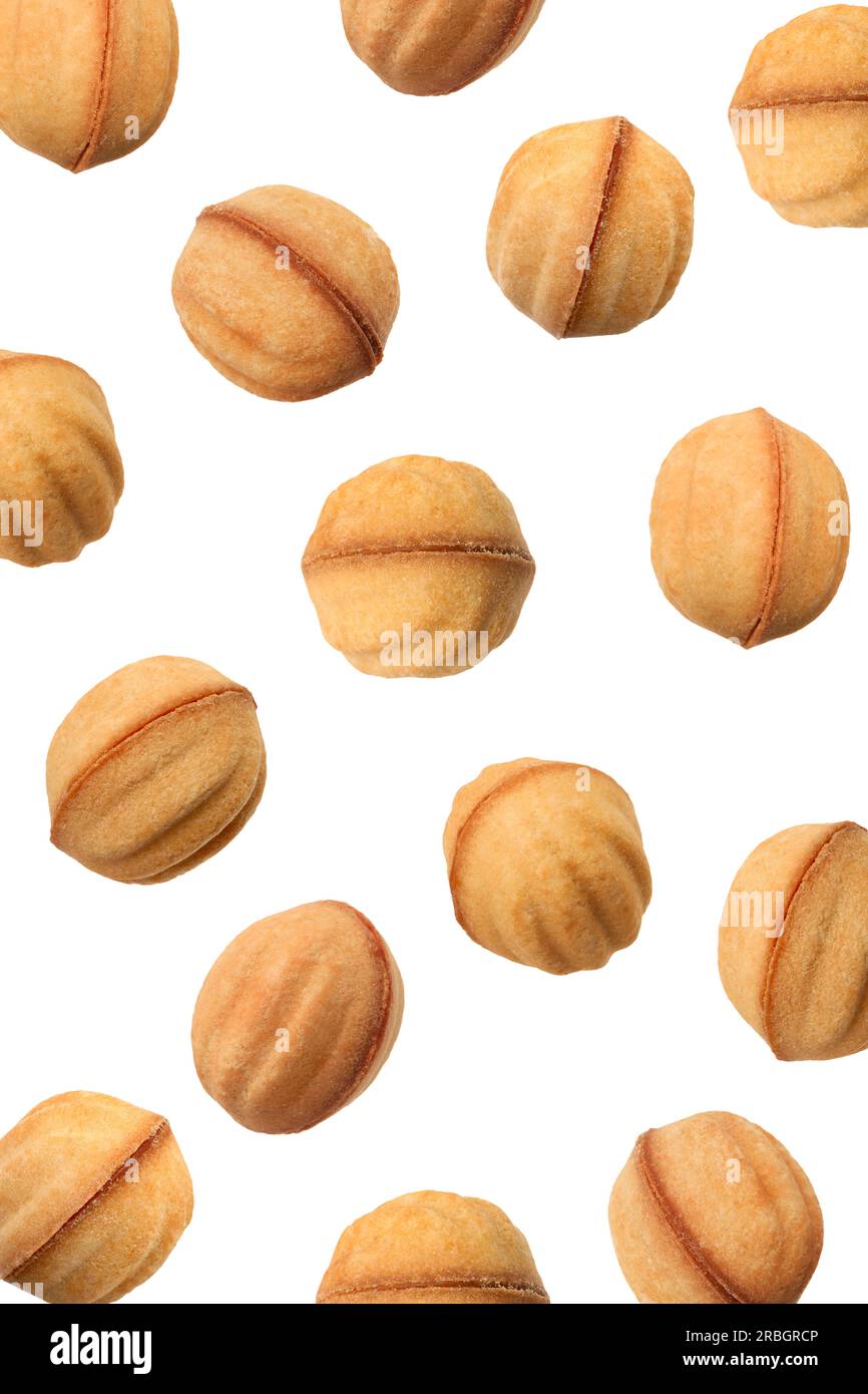 Many delicious nut shaped cookies with caramelized condensed milk ...
