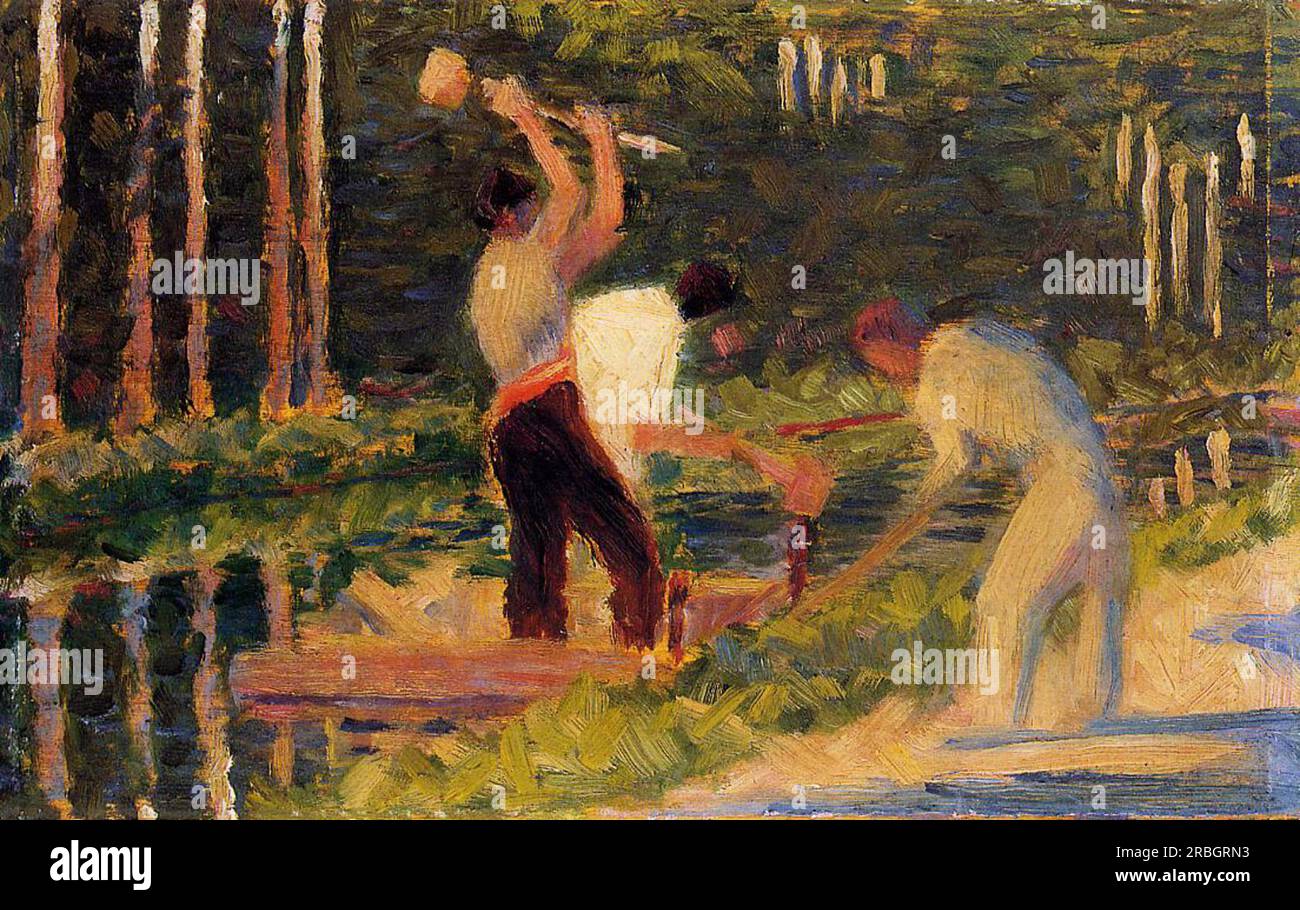 Men Laying Stakes 1882 - 1883; France by Georges Seurat Stock Photo - Alamy